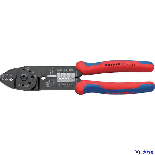 オレンジブック トラスコ中山　TRUSCOKNIPEX 圧着ペンチ 裸端子用 〔品番:9721215C〕[ 注番:4469721]特長●ケーブルの切断・ワイヤーのストリッピング（皮むき）・裸端子の圧着が行えます。●M2.6・3・3.5・4・...