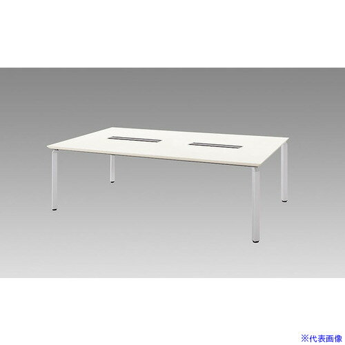 オレンジブック トラスコ中山　TRUSCONAIKI ミーティングテーブル(配線付 ウエイク WK型/天板:ホワイト 脚:シルバー/W2400×D1200×H700 〔品番:WK24125HSVH〕[ 注番:4532708]特長●配線ボック...