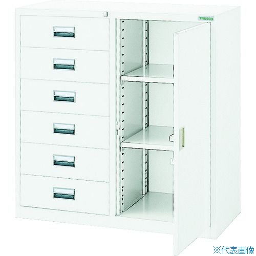 オレンジブック トラスコ中山　TRUSCOTRUSCO スタンダード書庫(D400)コンビ6段片開 880XH880 W色 〔品番:WTCB363〕[ 注番:4627679]特長●オールロック錠付のため、1つの鍵ですべての引き出しと扉を施錠...