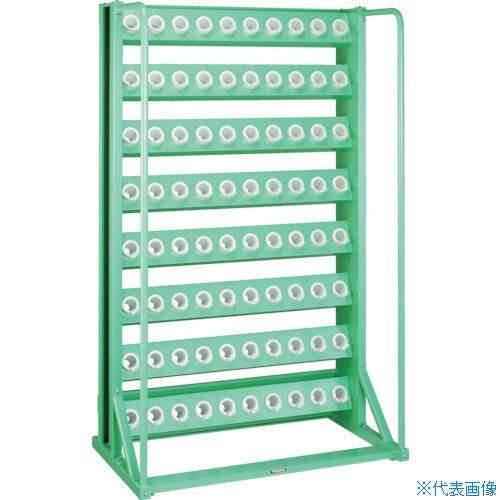 オレンジブック トラスコ中山　TRUSCOTRUSCO ツーリングラック BT・NT40兼用 80個収納 ロック付 ヤンググリーン色 〔品番:VTL810YG〕[ 注番:4652908]特長●ホルダーはフレームにて角度を2段階で調整すること...