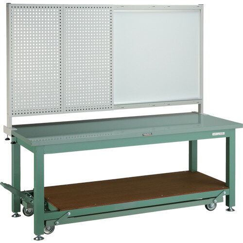 オレンジブック トラスコ中山　TRUSCOTRUSCO 重荷重作業台移動式(3000kg)TWC型 1800X750XH1740(全高) 前パネル付 グリーン色 〔品番:STWC1800P1〕[ 注番:4673174]特長●本体は構造用鋼管...