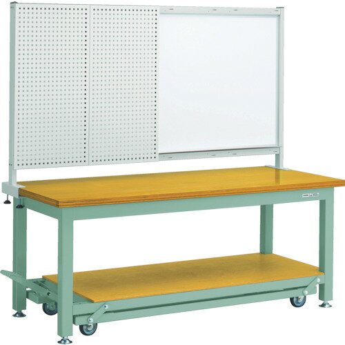 オレンジブック トラスコ中山　TRUSCOTRUSCO 重荷重作業台移動式(3000kg)TWC型 1500X750XH1740(全高) 前パネル付 グリーン色 〔品番:TWC1500P1〕[ 注番:4673409]特長●本体は構造用鋼管、...