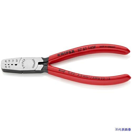オレンジブック トラスコ中山　TRUSCOKNIPEX エンドスリーブ用圧着ペンチ ばね付 プラスチックハンドル 〔品番:9761145F〕[ 注番:4787595]特長●識別マークの付けられた台形のダイス形状で圧着して、スリーブと導体を確...