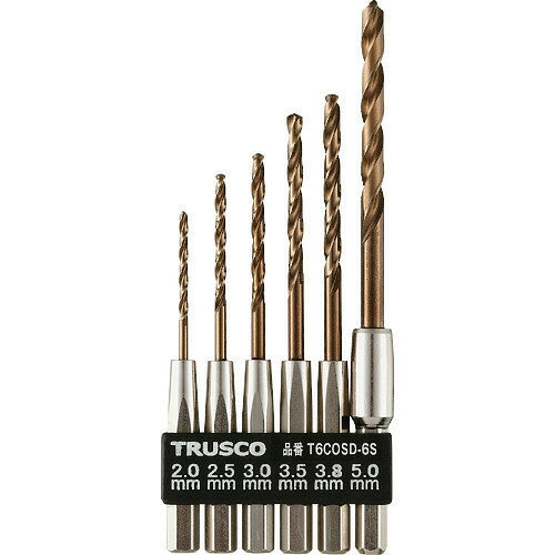 オレンジブック トラスコ中山　TRUSCOTRUSCO 六角軸コバルトドリル 6本組 〔品番:T6COSD6S〕[ 注番:4792408]特長●充電インパクトドライバーにワンタッチで装着できます。●刃先はXシンニング加工が施されていますので...