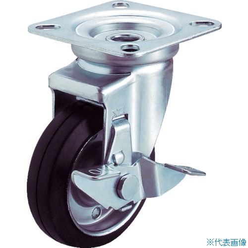 オレンジブック トラスコ中山　TRUSCOユーエイ プレート式 自在 キャスター ゴム 車輪径75mm ストッパー付き Jタイプ J-S型 取付寸法63×63 〔品番:WJ75S〕[ 注番:4842405]特長●標準的な大型キャスターで重量...