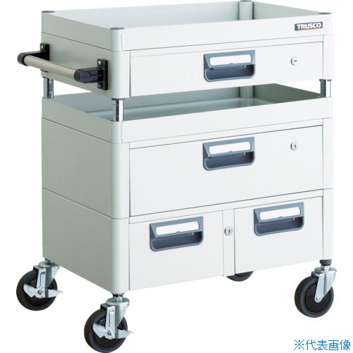 オレンジブック トラスコ中山　TRUSCOTRUSCO ツールワゴン フェニックスワゴン 抗菌 省音 600X400XH740 引出付 ホワイト 〔品番:PEW762VWZW〕[ 注番:4883080]特長●抗菌粉体塗装ですので、長く清潔に...
