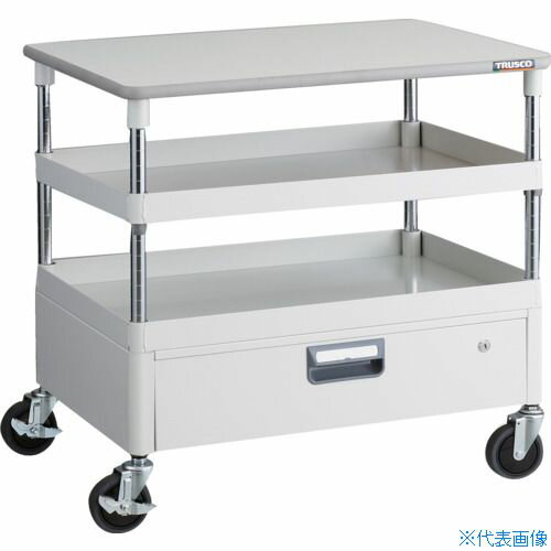 オレンジブック トラスコ中山　TRUSCOTRUSCO ツールワゴン フェニックスワゴン 省音 750X500 1段引出 天板付 ホワイト 〔品番:PEW772VTW〕[ 注番:4883420]特長●抗菌粉体塗装ですので、長く清潔にお使いい...