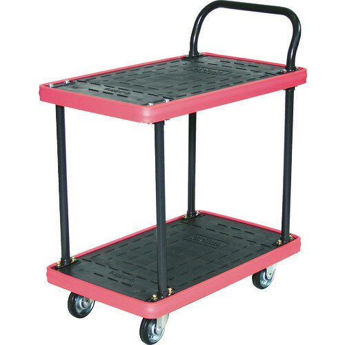 オレンジブック トラスコ中山　TRUSCOTRUSCO MKP樹脂製台車 2段式 716×436 〔品番:MKP154〕[ 注番:4892615]特長●荷台の全周に緩衝ゴムを巻き、ぶつけても傷を付けにくくしてあります。●緩衝ゴムがテーブル面...