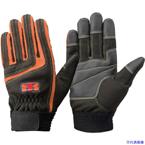 オレンジブック トラスコ中山　TRUSCOトンボレックス パラ系アラミド繊維&人工皮革製手袋 ブラック×オレンジ 〔品番:K512RL〕[ 注番:5221009]特長●掌と指先補強にグリップ力と摩擦強度に優れた銀付き滑り止め加工人工皮革（N...