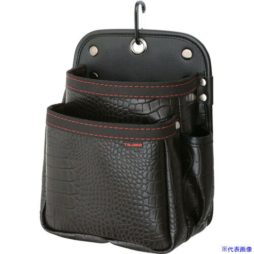 オレンジブック トラスコ中山　TRUSCOタジマ セフツイン腰袋 クロコ(合皮) 2段中 〔品番:SFKBG2M2H〕[ 注番:5245353]特長●2つのセフで着脱性アップした「セフツインフック」です。●高強度でしなやかな高耐久合成皮革で...