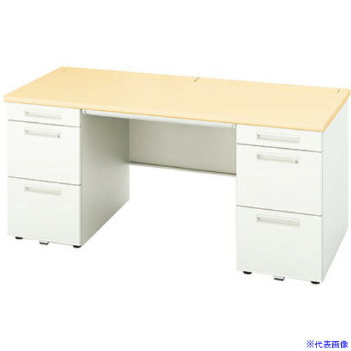 オレンジブック トラスコ中山　TRUSCONAIKI 両袖デスク(ロングストローク XEHH型/天板:シルクウッド 本体:クリアーホワイト/W1600×D800×H720 〔品番:XEHH168HHWS〕[ 注番:5440309]特長●これ...