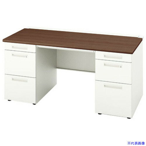 オレンジブック トラスコ中山　TRUSCONAIKI 両袖デスク XEHH型/天板:ダークウォールナット 本体:クリアーホワイト/W1500×D800×H720 〔品番:XEHH158BGWWN〕[ 注番:5440375]特長●これからのワ...