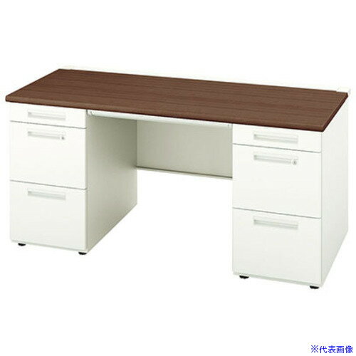 オレンジブック トラスコ中山　TRUSCONAIKI 両袖デスク XEHH型/天板:ダークウォールナット 本体:クリアーホワイト/W1500×D800×H720 〔品番:XEHH158GGWWN〕[ 注番:5441920]特長●これからのワ...