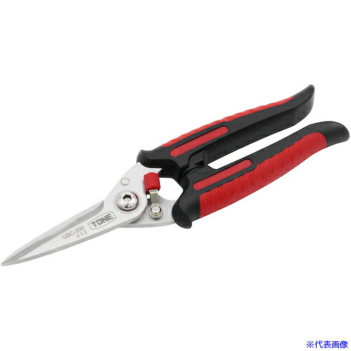 オレンジブック トラスコ中山　TRUSCOTONE 万能ハサミ 〔品番:USC200〕[ 注番:6526793]特長●サビづらいステンレス製ギザ刃で対象物をしっかりととらえます。●保管時等に不意な開閉を防ぐロックレバー付。●連続作業がしやす...