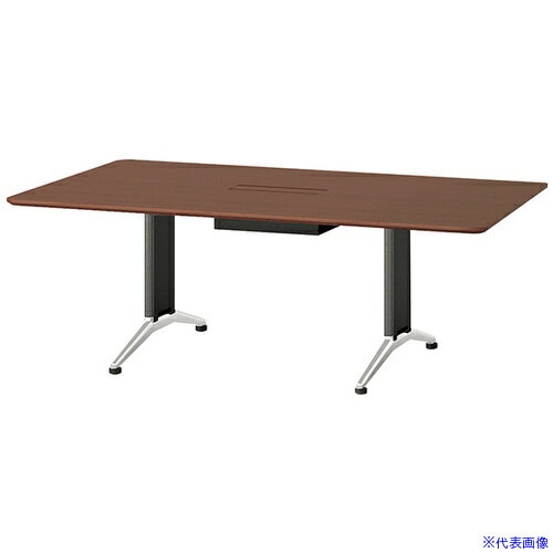 オレンジブック トラスコ中山　TRUSCONAIKI ミーティングテーブル(縦配線 KDF型/天板：ダークウォールナット 脚：ブラック/W2100×D1100×H714 〔品番:KDF2111AHVWN〕[ 注番:6789527]特長●脚部...