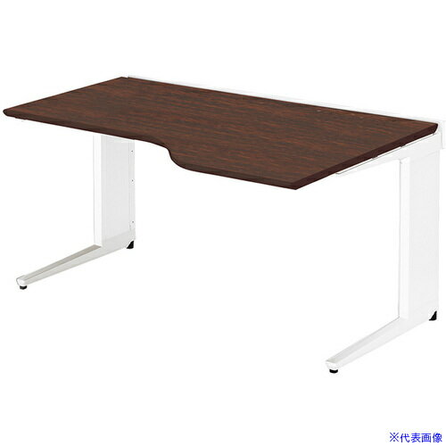 オレンジブック トラスコ中山　TRUSCONAIKI 平デスク(右ウェーブタイプ) トリアス TR型/天板:ダークウォールナット 本体:クリアーホワイト/W1400×D900×H720 〔品番:TRH147EFRWWN〕[ 注番:68086...