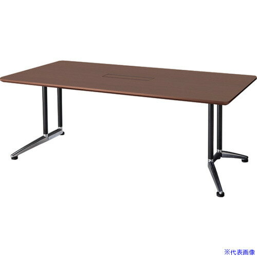 オレンジブック トラスコ中山　TRUSCONAIKI ミーティングテーブル(配線付 KDG型/天板：ダークウォールナット 脚：ブラック/W1500×D750×H715 〔品番:KDG1575AHWN〕[ 注番:6812396]特長用途●ミー...