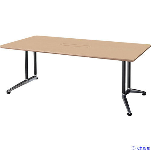 オレンジブック トラスコ中山　TRUSCONAIKI ミーティングテーブル(配線付 KDG型/天板：サンドウォールナット 脚：ブラック/W1500×D750×H715 〔品番:KDG1575AHSDW〕[ 注番:6813913]特長用途●ミ...