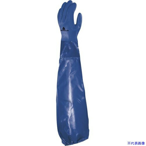 オレンジブック トラスコ中山　TRUSCOデルタプラス PETRO VE766/ PVC耐化学品・耐油ロング62cmロング手袋 青色 Lサイズ 〔品番:D0042L〕[ 注番:6856361]特長●油、切断油、潤滑油などを使用する作業で優れ...