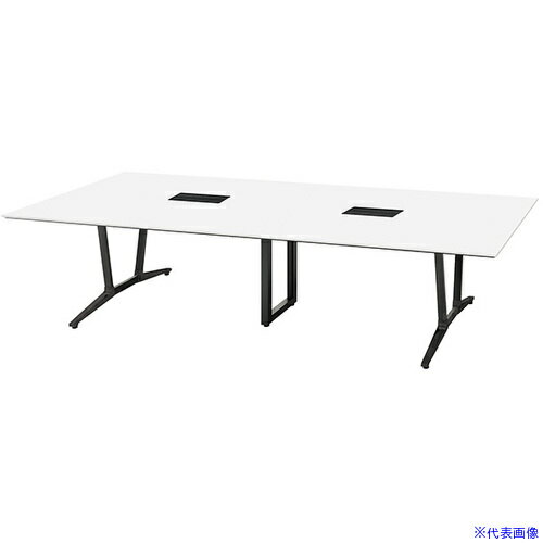 オレンジブック トラスコ中山　TRUSCONAIKI ミーティングテーブル(舟底配線付 アドコード ADC型/天板:ホワイト 脚部:ブラック/W3200×D1200 〔品番:ADC3212AKHBBH〕[ 注番:6914957]特長●大人数...