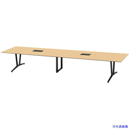 オレンジブック トラスコ中山　TRUSCONAIKI ミーティングテーブル(舟底配線付 アドコード ADC型/天板:シルクウッド 脚部:ブラック/W4200×D900 〔品番:ADC4209AKHBBS〕[ 注番:6916533]特長●大人...