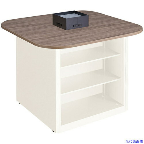 オレンジブック トラスコ中山　TRUSCONAIKI キャビネットカウンター スクエアタイプ CF型/脚:ホワイト 天板:ショコラアッシュ/W1400×D1400 〔品番:CFH1414WPBWCA〕[ 注番:6932102]特長●空間の境...