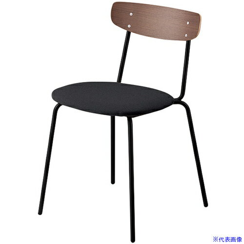 オレンジブック トラスコ中山　TRUSCONAIKI ミーティングチェアー(4本脚 プルミノ E395型/合板：ダークウォールナット/座面：ブラック 〔品番:E395FSBM16BK〕[ 注番:6932557]特長●カフェエリアなどに調和す...
