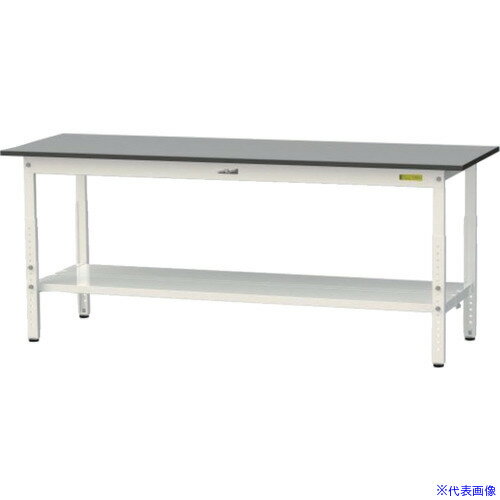 オレンジブック トラスコ中山　TRUSCOヤマテック ワークテーブル150シリーズ 高さ調整タイプ 全面棚板付 RoHS2指令対応塩ビシート天板 W1800×D600×H600〜H900mm 〔品番:SURA1860TTGYW〕[ 注番:6...