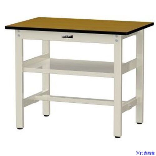 オレンジブック トラスコ中山　TRUSCOヤマテック 中量作業台 ワークテーブル500シリーズ 固定式 中間全面棚板付 メラミン天板 W900×D600×H740mm 木目柄/ヤマテックアイボリー 〔品番:SJM960S2MI〕[ 注番:6...
