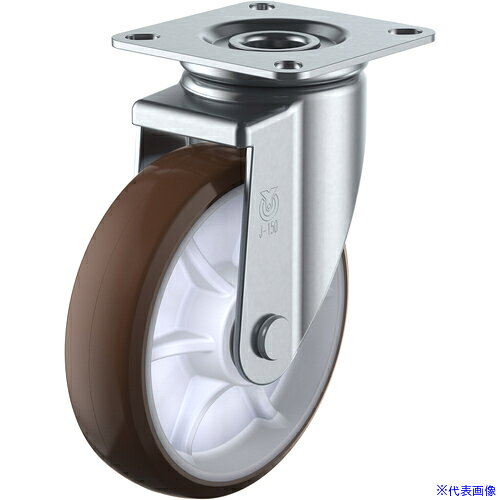 オレンジブック トラスコ中山　TRUSCOユーエイ プレート式 自在 ステンレスキャスター ウレタン 車輪径150mm Jタイプ SUS−J2型 取付寸法80×80(75×75) 〔品番:SUSBRUJ2150〕[ 注番:6976862]特...