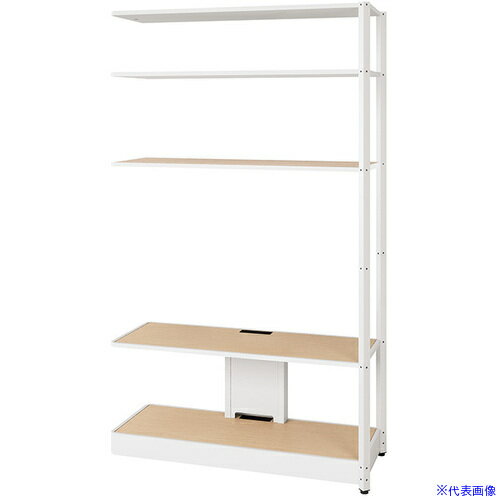 オレンジブック トラスコ中山　TRUSCONAIKI シェルフラック(モニターユニット メレム MU型/天板：サンドオーク 本体：サテンホワイト/W1225×H2103 〔品番:MU1221RMLSWSO〕[ 注番:6983323]特長●オ...