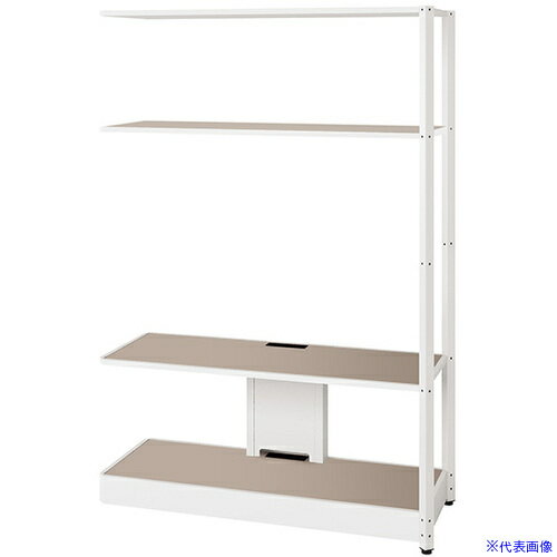 オレンジブック トラスコ中山　TRUSCONAIKI シェルフラック(モニターユニット メレム MU型/天板：サテンアッシュトープ 本体：サテンホワイト/W1225×H1813 〔品番:MU1218RMLSWST〕[ 注番:6983349]...