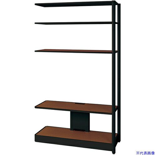 オレンジブック トラスコ中山　TRUSCONAIKI シェルフラック(モニターユニット メレム MU型/天板：ダークウォールナット 本体：サテンブラック/W1225×H2103 〔品番:MU1221RMLSBWN〕[ 注番:6983356]...