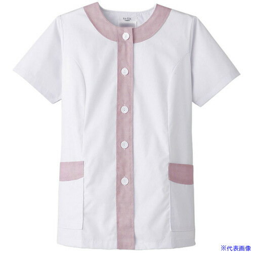 オレンジブック トラスコ中山　TRUSCOサンペックス 調理衣 レディース 半袖 衿なし 白衣 厨房 飲食店 ユニフォーム ホワイト×ピンク 4L 〔品番:FA7244L〕[ 注番:7001990]特長●シンプルながらもさりげないアクセント...