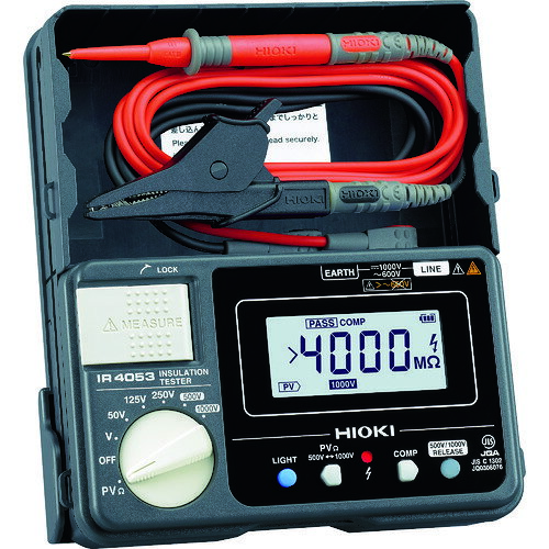 オレンジブック トラスコ中山　TRUSCOHIOKI 太陽光発電システム用絶縁抵抗計IR4053−10 〔品番:IR405310〕[ 注番:7586612]特長●JIS C 1302認定品のPV測定機能付きのデジタル絶縁抵抗計です。●1台で...