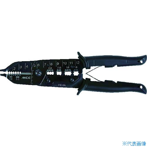オレンジブック トラスコ中山　TRUSCOMCC VA線ストリッパ(エコ) 〔品番:VS4A〕[ 注番:7587473]特長●切断、シース・絶縁体の長さ測定、シース・絶縁体のはく離、のの字曲げの6機能が1本で可能です。●2.0×3芯の絶縁体...