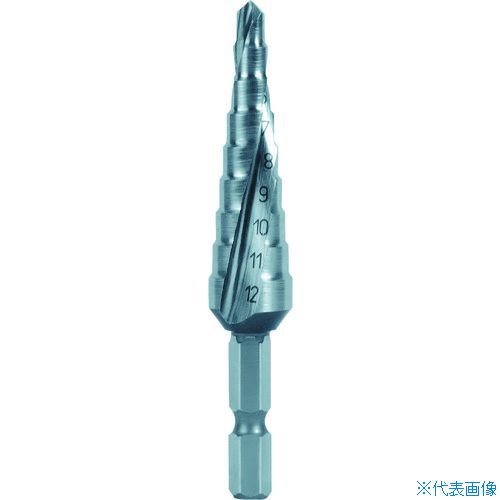 オレンジブック トラスコ中山　TRUSCORUKO 2枚刃スパイラルステップドリル(六角軸タイプ) 12mm ハイス 〔品番:1010509H〕[ 注番:7659580]特長●CBN研磨とスパイラルフルートによりビビりを最小限に抑えて高い切...