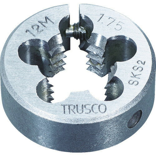 オレンジブック トラスコ中山　TRUSCOTRUSCO 丸ダイス 38径 M12X1.75 (SKS) 〔品番:T38D12X1.75〕[ 注番:7682034]特長●調整ねじ付なので寸法調整ができます。●ねじ山を修正する時にも使用できます...