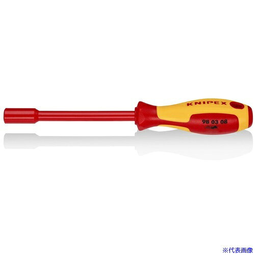 オレンジブック トラスコ中山　TRUSCOKNIPEX 【アウトレット】9803−08 絶縁ナットドライバー 1000V 〔品番:980308〕[ 注番:7849508]特長●楕円形のグリップにより、転がりにくい形状です。●疲労が少なく手を...