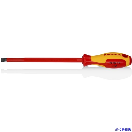 オレンジブック トラスコ中山　TRUSCOKNIPEX 【売切廃番】絶縁ドライバー (ー)10.0X200 〔品番:982010〕[ 注番:7849621]特長●楕円形のグリップにより、転がりにくい形状です。仕様●刃先：［［−］］10.0●...
