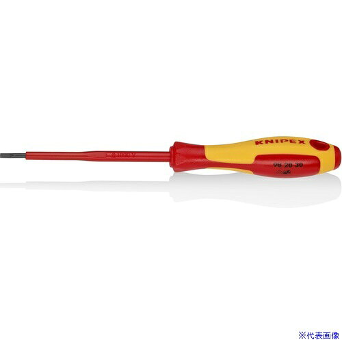 オレンジブック トラスコ中山　TRUSCOKNIPEX 絶縁ドライバー (ー)3.0X100 〔品番:98203.0〕[ 注番:7849648]特長●楕円形のグリップにより、転がりにくい形状です。仕様●刃先：［［−］］3.0●軸長(mm)：...