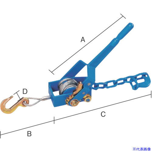 オレンジブック トラスコ中山　TRUSCOOH ワイヤー荷締機 シメロンX 定格荷重400Kg 〔品番:ON4〕[ 注番:8080512]特長●ハンドル操作も軽く、効率のよい荷締めができます。●いつまでも美しい焼付塗装です。●鍛造ハンドル・...