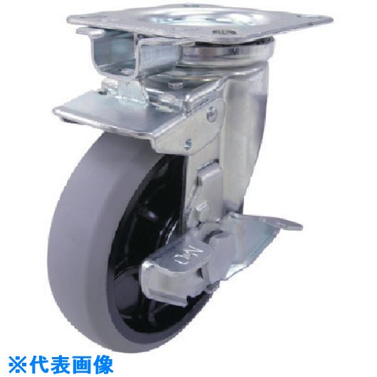オレンジブック トラスコ中山　TRUSCOユーエイ プレート式 自在 キャスター ウレタン 車輪径150mm 旋回固定・ストッパー付き Jタイプ J2K−S型 取付寸法80×80(75×75) 〔品番:GUJ2K150S〕[ 注番:8092...