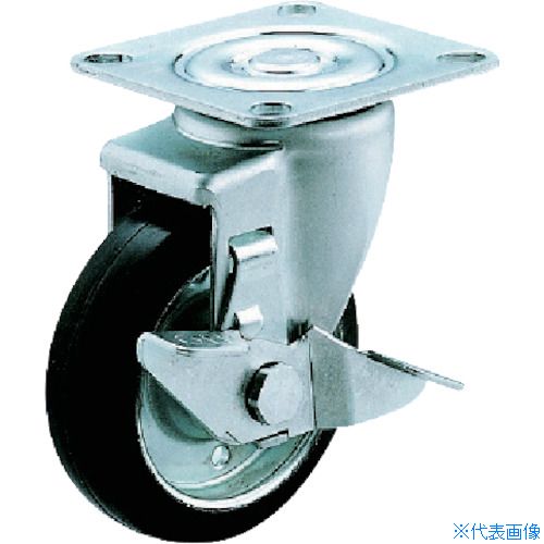 オレンジブック トラスコ中山　TRUSCOユーエイ プレート式 自在 キャスター ゴム 車輪径100mm ストッパー付き Jタイプ SJ−S型 取付寸法71×71(68×68) 〔品番:SJ100WS〕[ 注番:8092842]特長●標準的...