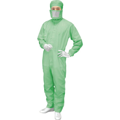 オレンジブック トラスコ中山　TRUSCOBLASTON フード付カバーオール−緑−6L 〔品番:BSC11001G6L〕[ 注番:8106345]特長●超導電性加工糸を使用しています。●クリーンパック済みです。●裄丈:93cm用途●クリー...