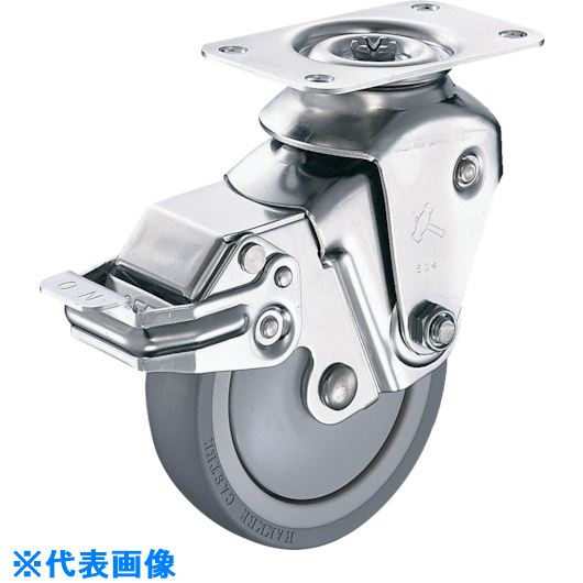 オレンジブック トラスコ中山　TRUSCOハンマー オールステンレスクッションキャスター旋回式ウレタン車輪100mm 線径2.8 SP付 〔品番:935S0EUZ100S28〕[ 注番:8144482]特長●円錐バネ線径(mm):2.8●オ...