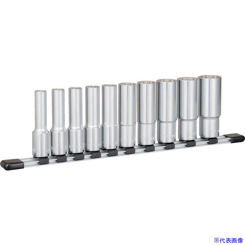 オレンジブック トラスコ中山　TRUSCOTONE ディープソケットセット(12角・ホルダー付) 10pcs 〔品番:HDL410〕[ 注番:8188749]特長●ソケットの取り外しが容易なアルミタイプのソケットホルダで作業効率がアップしま...