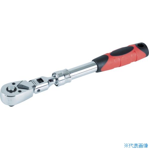 オレンジブック トラスコ中山　TRUSCOTRUSCO 首振り伸縮ラチェットハンドル 9.5mm 〔品番:TEFRH3〕[ 注番:8550530]特長●全長が可変するので、未使用時はコンパクトにして工具箱などに収納可能です。●頭部がフレキシ...