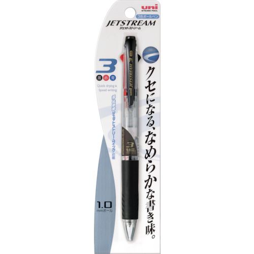 オレンジブック トラスコ中山　TRUSCOuni ジェットストリーム3色ボールペン1.0mm透明 〔品番:SXE3400101P.T〕[ 注番:8578182]特長●クセになる、なめらかな書き味。3色ボールペン（黒+赤+青）です。用途●事務...