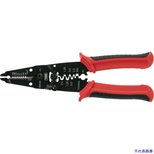 オレンジブック トラスコ中山　TRUSCOTONE 手動圧着工具 電工ペンチ 全長220mm 〔品番:CMP200〕[ 注番:8586305]特長●配線の切断、配線の被覆剥き、圧着端子の圧着の3役の万能電工ペンチです。●自動車の細線・配線作...